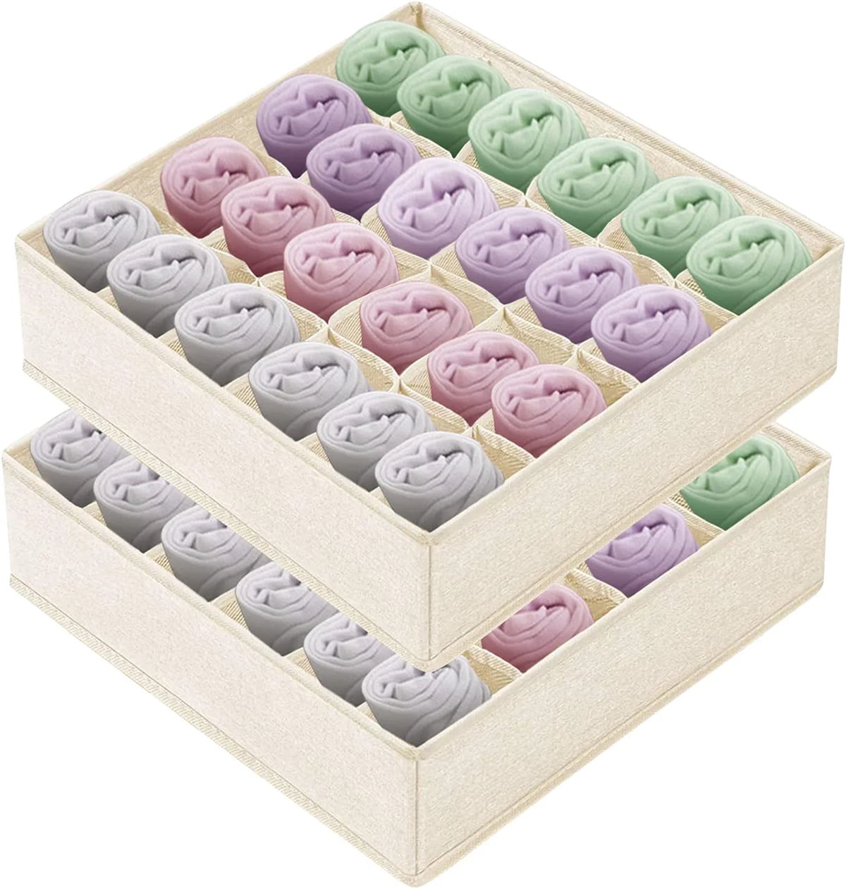 Casewin 2 Pack Drawer Organizer Divider, 24 Cell Collapsible Closet ...