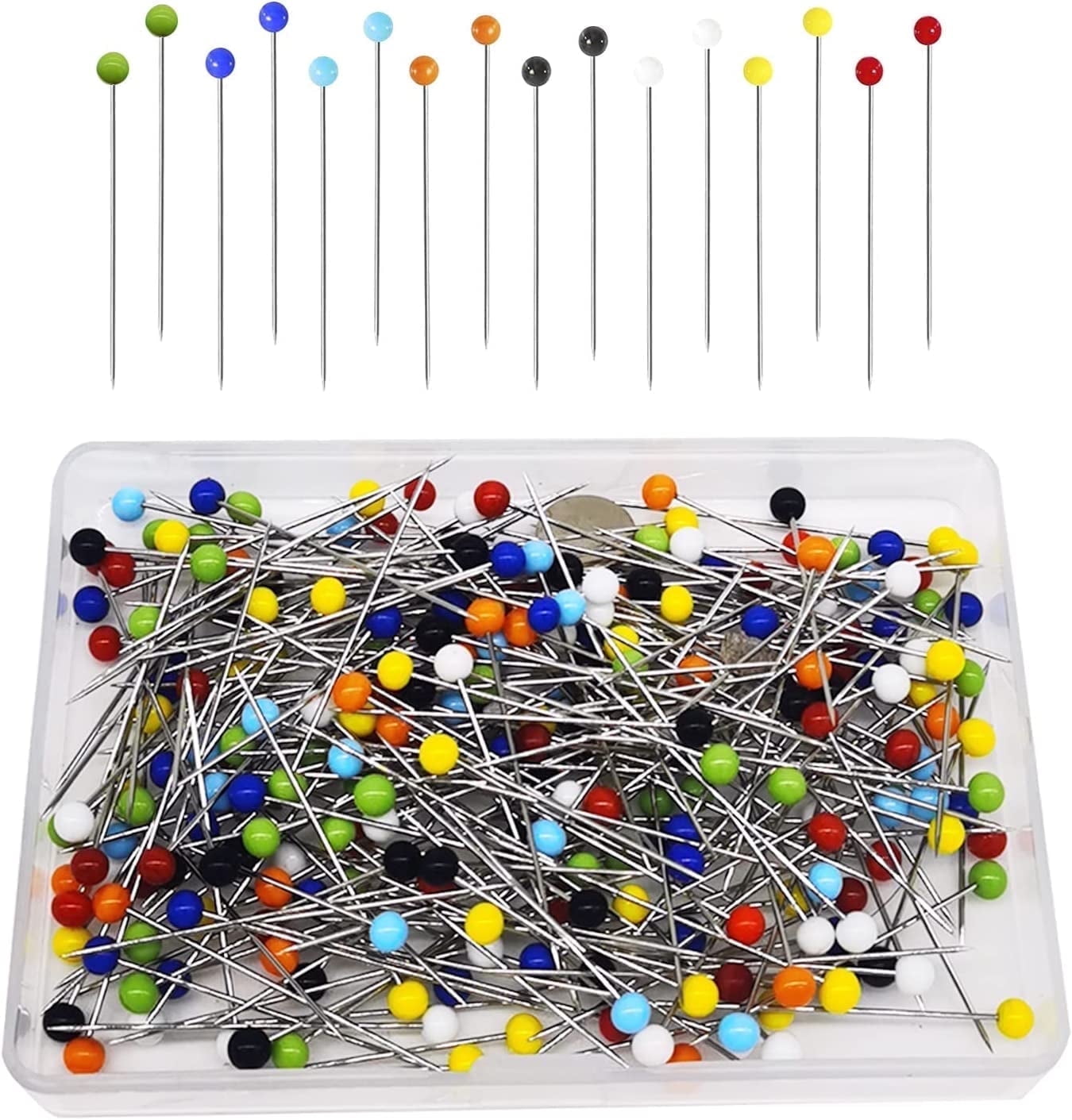 Casewin 250 PCS 1.5inch Sewing Pins, Straight Pins with Colorful Glass ...