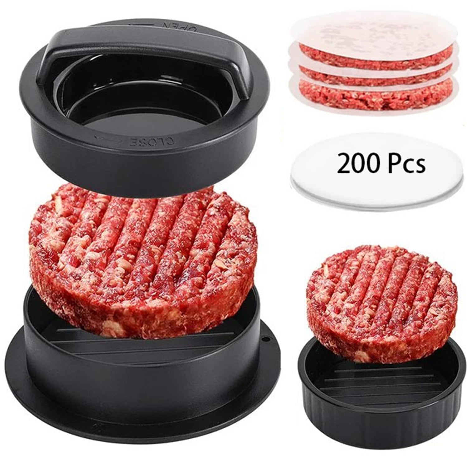 Casewin 3 in 1 Stuffed Burger Press Patty Maker Rings Molds Kit, Non ...