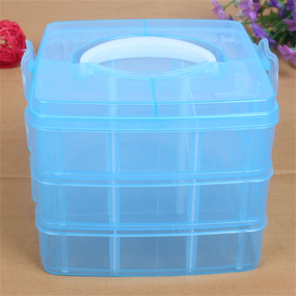 Casewin 3-Tier Blue Craft Storage Container Box, Stackable Organizer ...