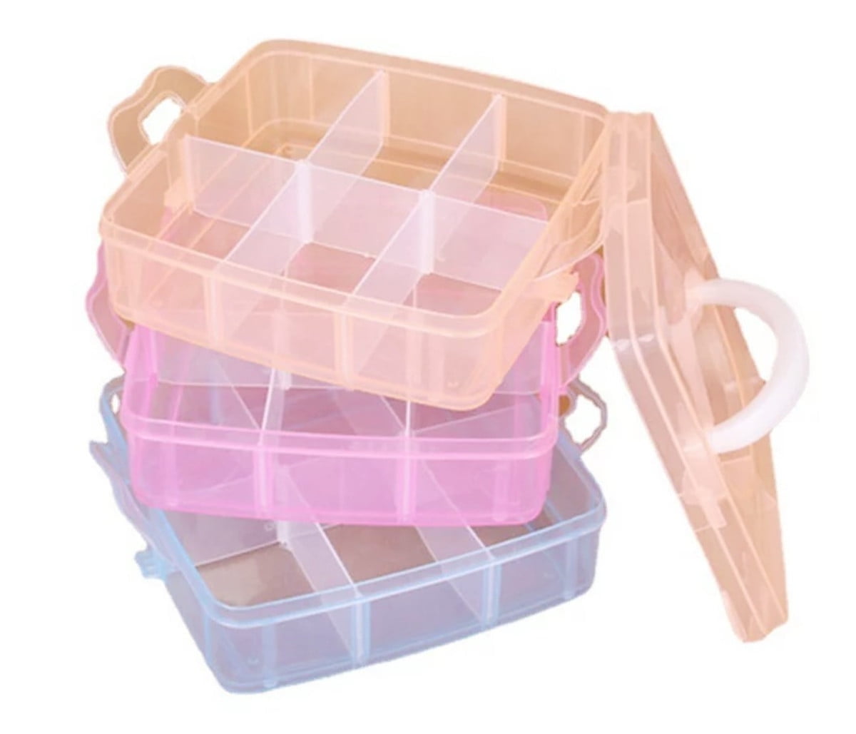 Casewin 3 Tier Small Stackable Storage Container Box with Handle ...