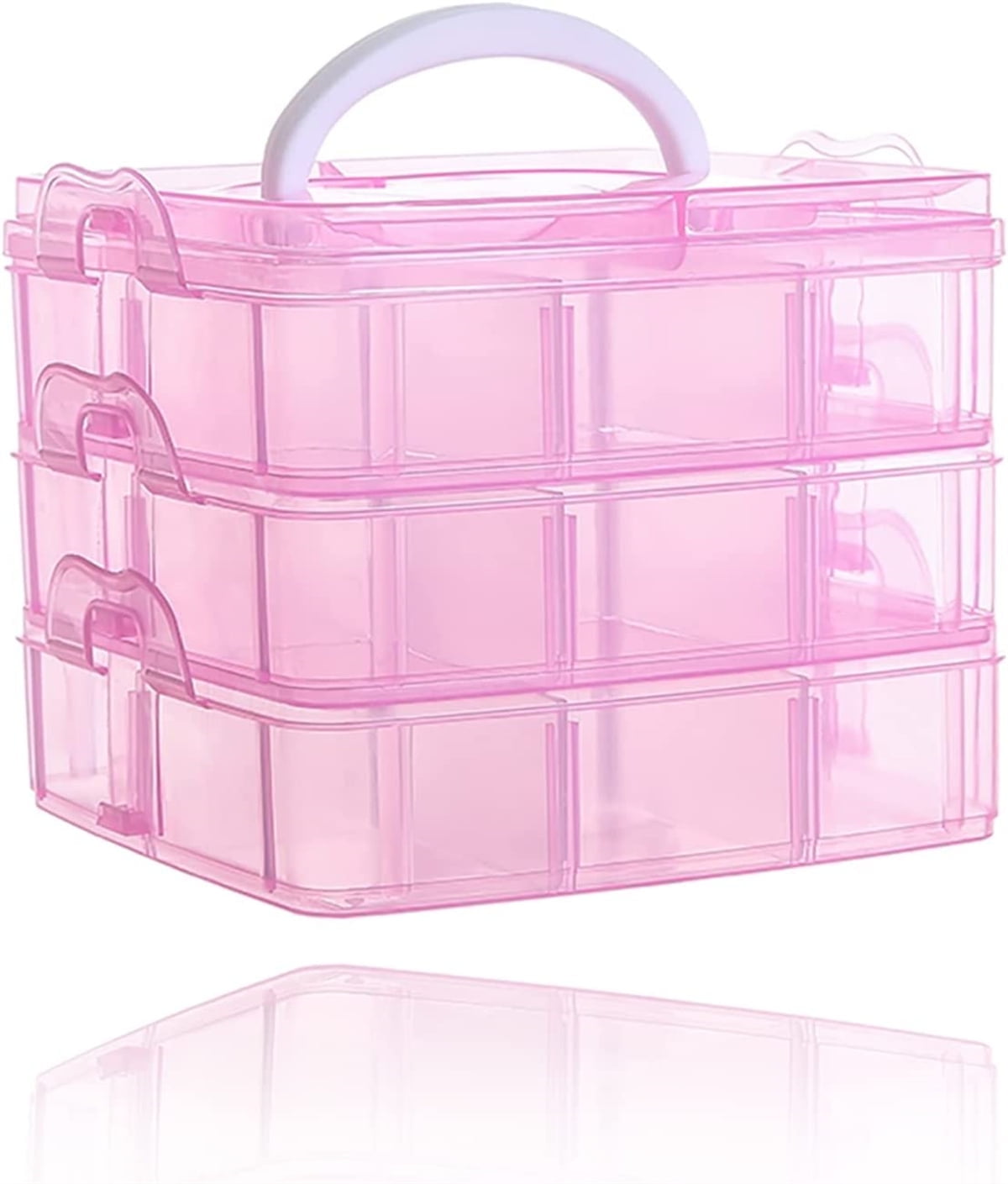 Casewin 3 Tier Stackable Craft Storage Box with 18 Compartments ...