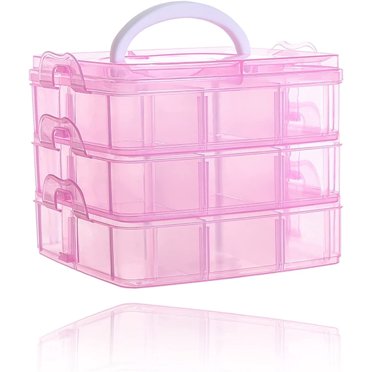 Casewin 3 Tier Transparent Plastic Stackable Storage Box - Adjustable Compartment Slots - Max 30 ...