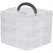 Creahaus 17 Quart Plastic Storage Box with Removable Tray Durable Craft ...