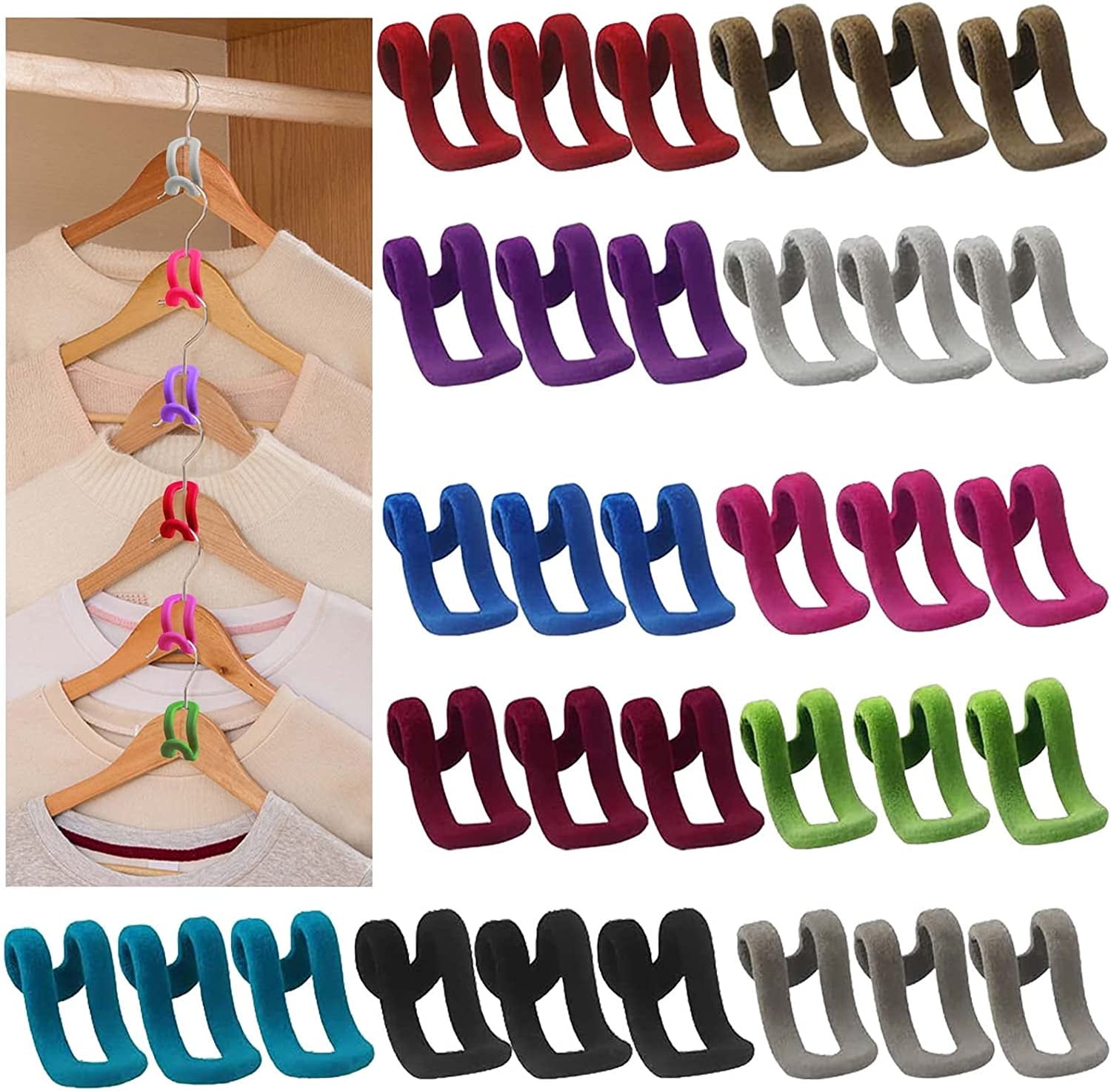 Casewin 30 pcs Mini Cascading Hanger Hooks Connector for Stack Clothes ...
