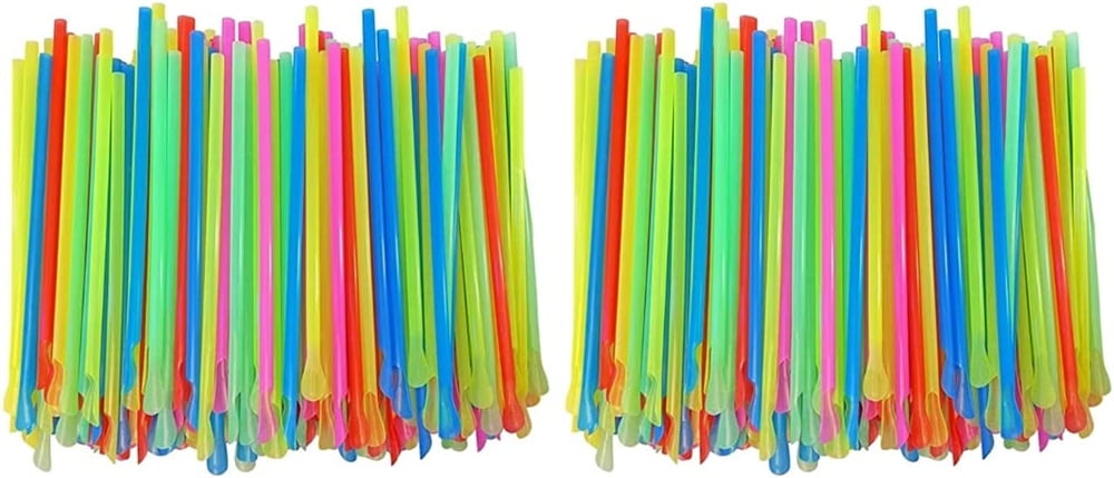 Casewin 300 PCS Straws Spoon Snow Plastic Cone Straw Scoop Disposable ...