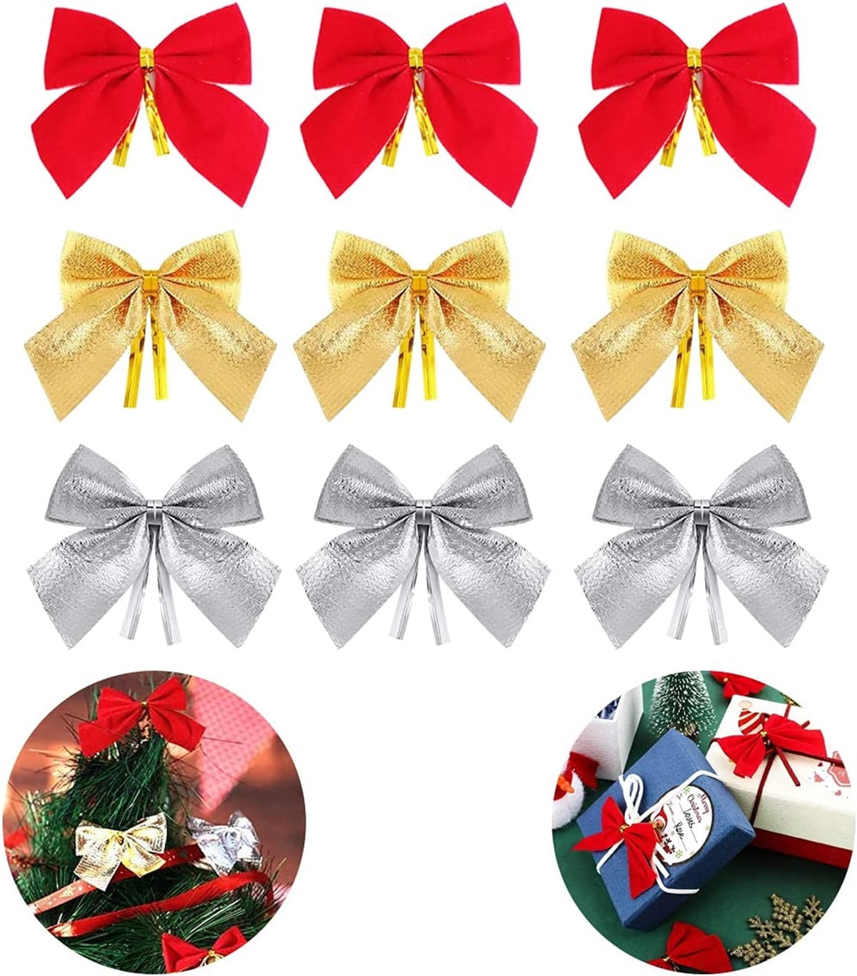Casewin 36 Pcs Christmas Ribbon Bows Decorations Christmas Hanging Tree ...