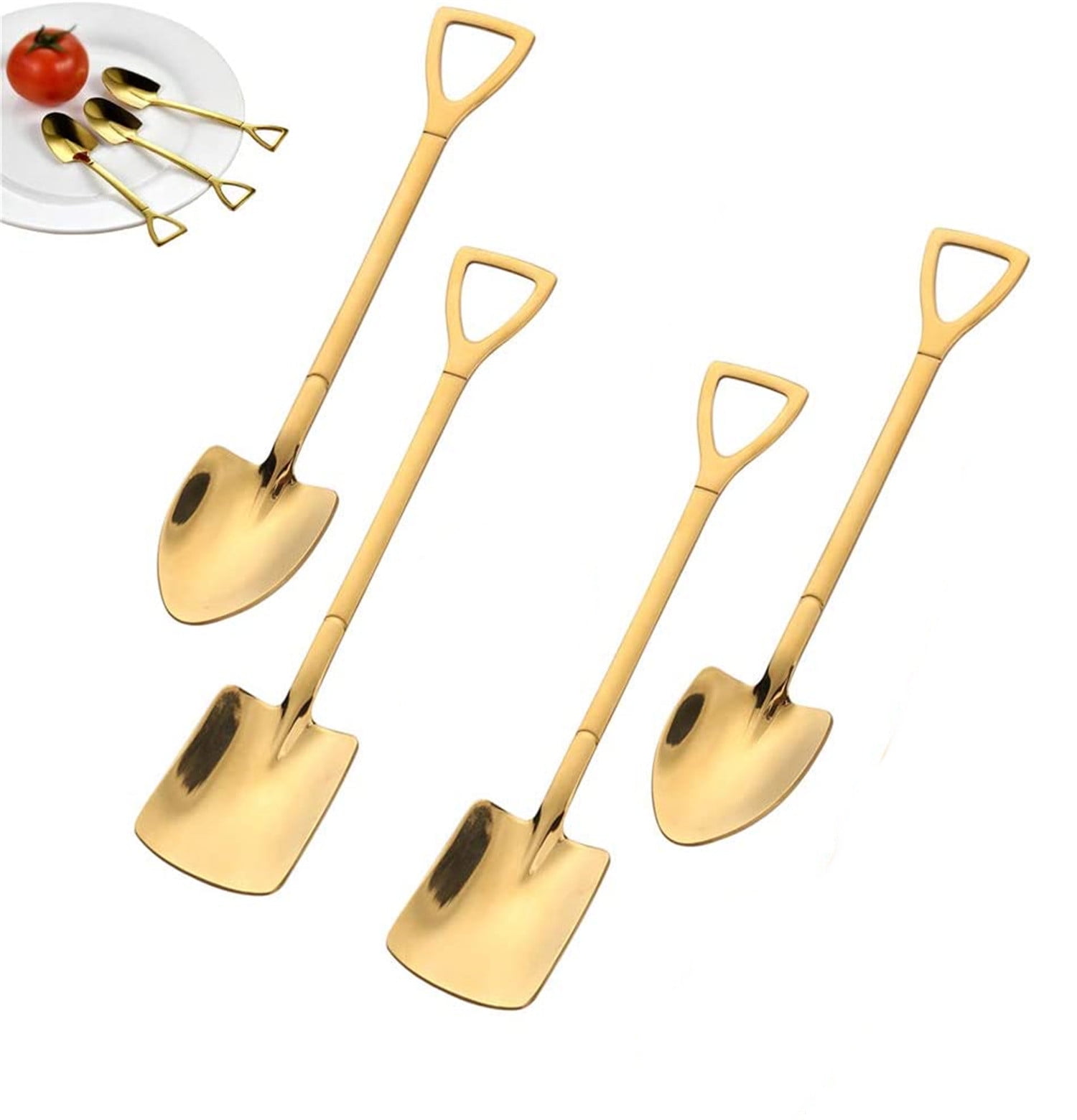 Casewin 4 PCS Shovel Spoons Silverware Set, Kitchen Spoons Set for Dessert Coffee Fruit Ice ...