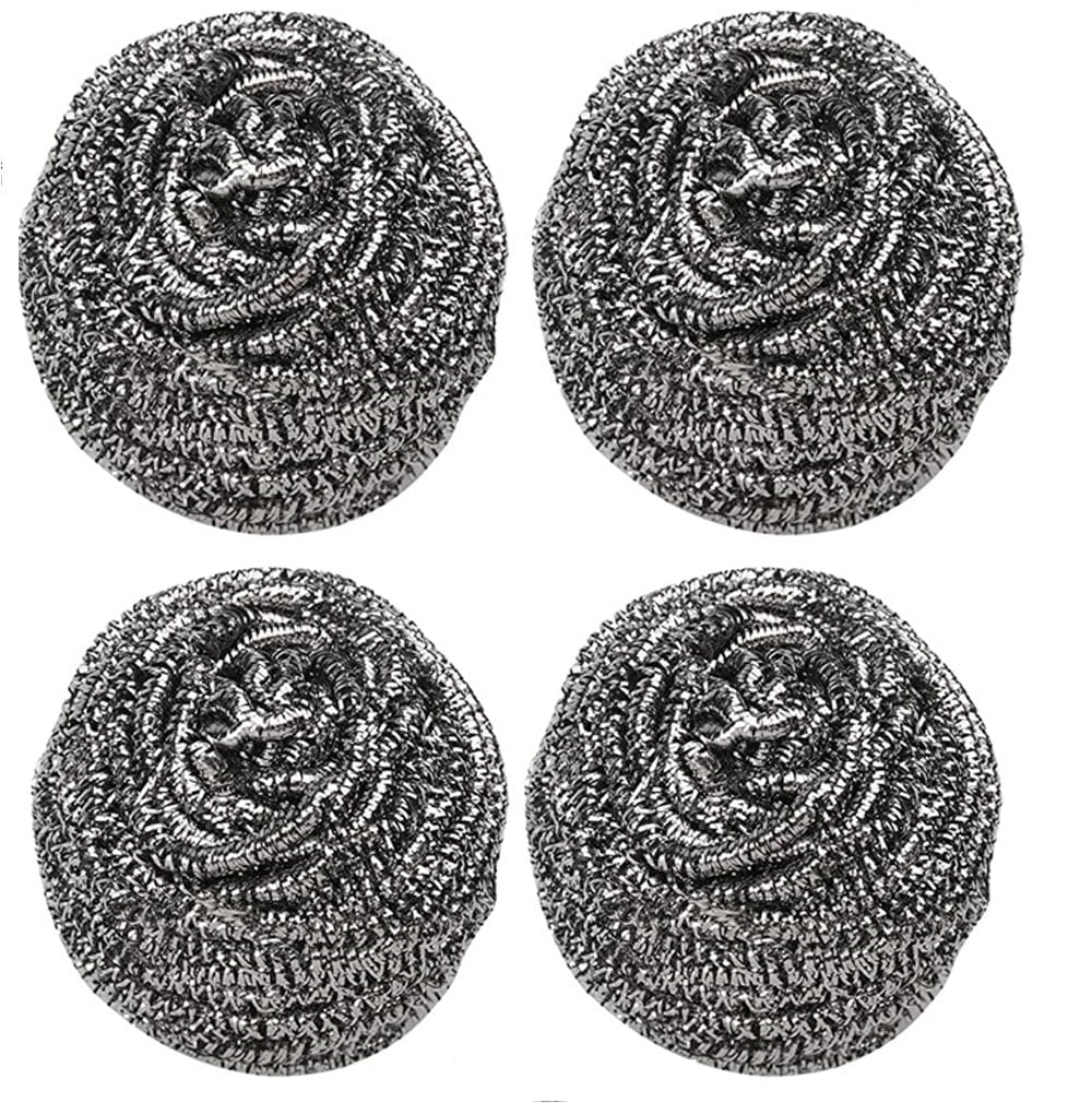 Casewin 4 Pack Stainless Steel Scourers - Sponge Scrubbers Metal Steel ...