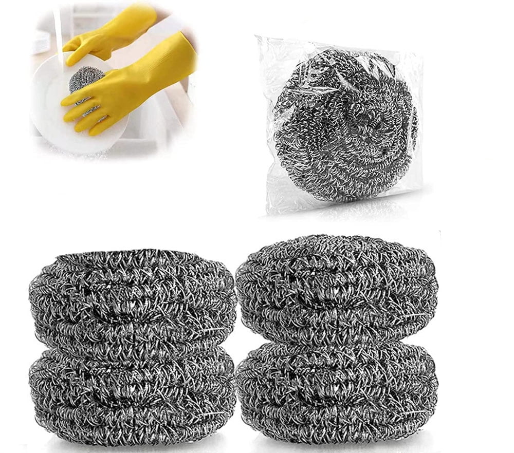Casewin 4 Pack Stainless Steel Scourers – Steel Wool Scrubber Pad for ...