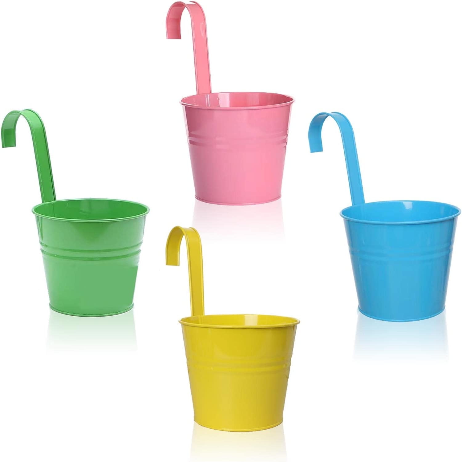 Casewin 4 Pcs Color Flower Bucket Iron Hanging Bucket Green Planting ...