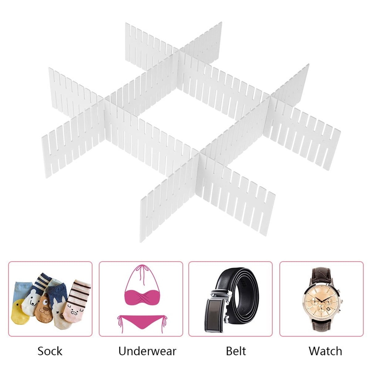 Casewin 4 Pieces Drawer Dividers, Plastic Drawer Divider, Drawer ...