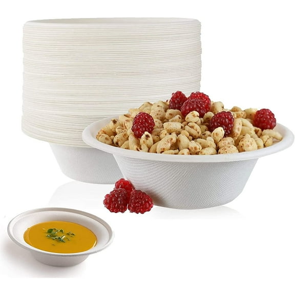 12oz Disposable Paper Bowls - 150 Pack Heavy Duty, Compostable ...