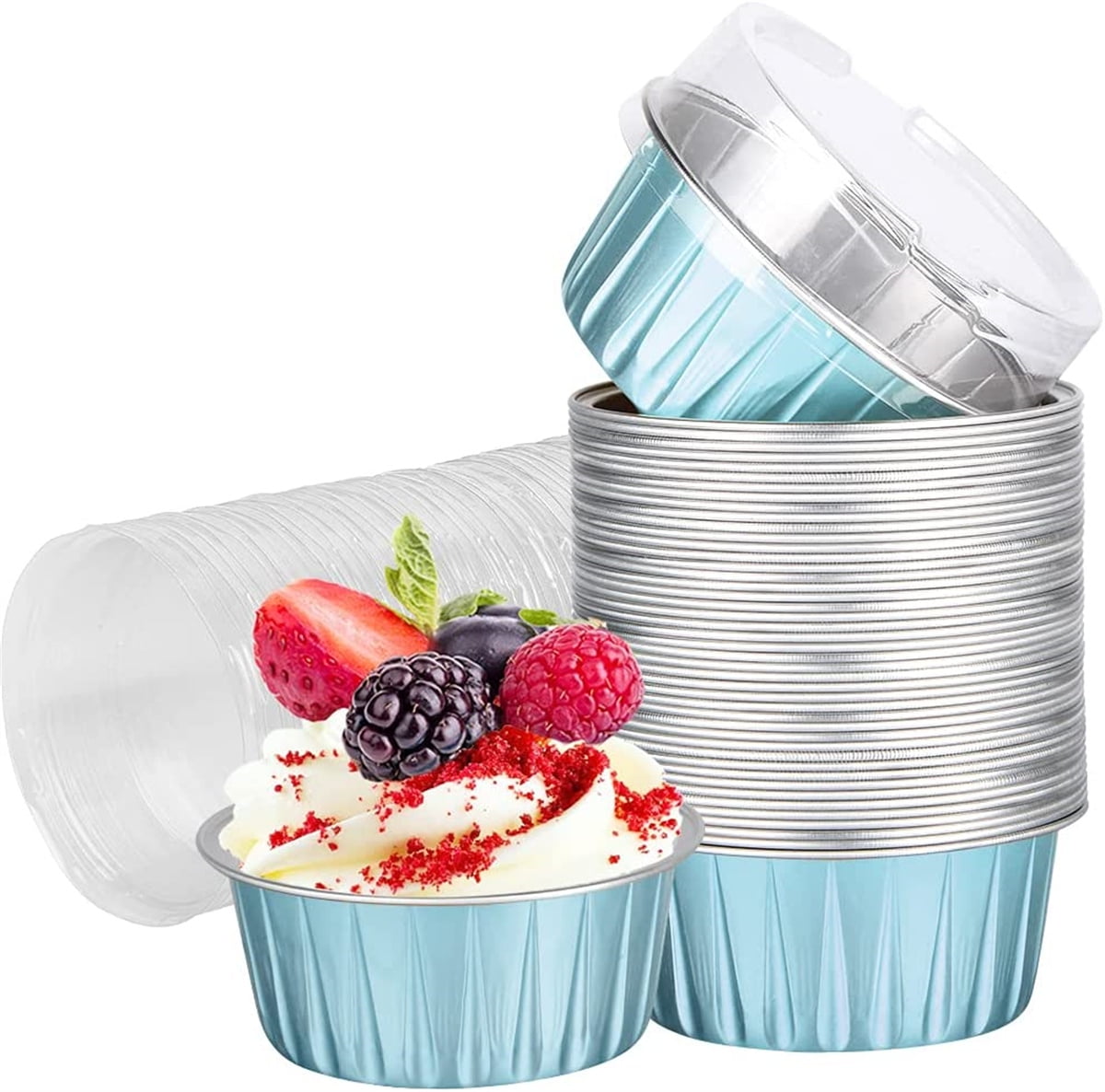 Casewin 50 Pcs Aluminum Foil Cupcake Baking Cup 5oz Mini Cupcake Liners ...