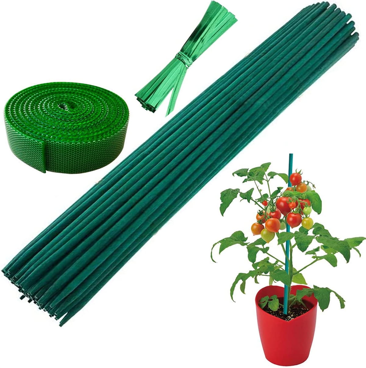 Casewin 50 Pcs Green Plant Support Sticks Garden Stakes Bamboo Sticks ...