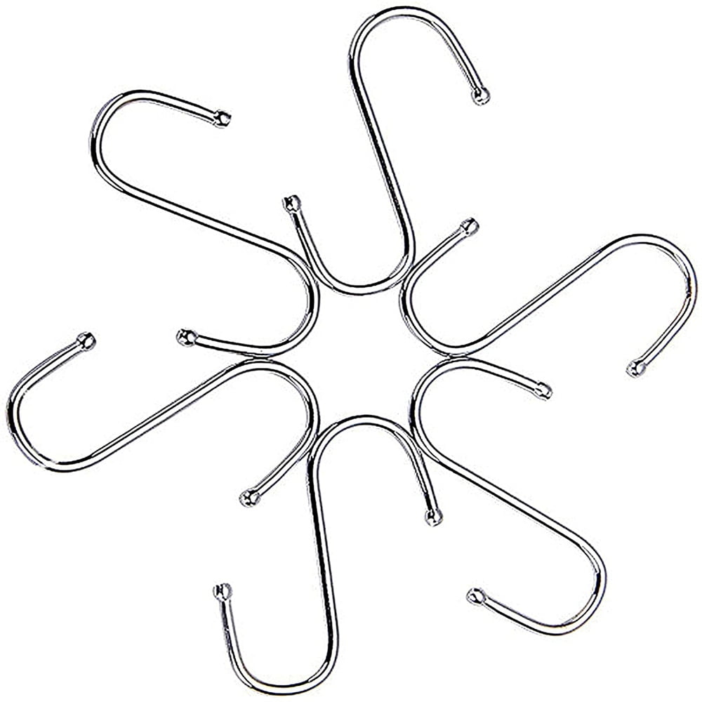 Casewin 6 Pack Flat S Hooks Stainless Steel 3.5 inches S Shaped Hanging ...