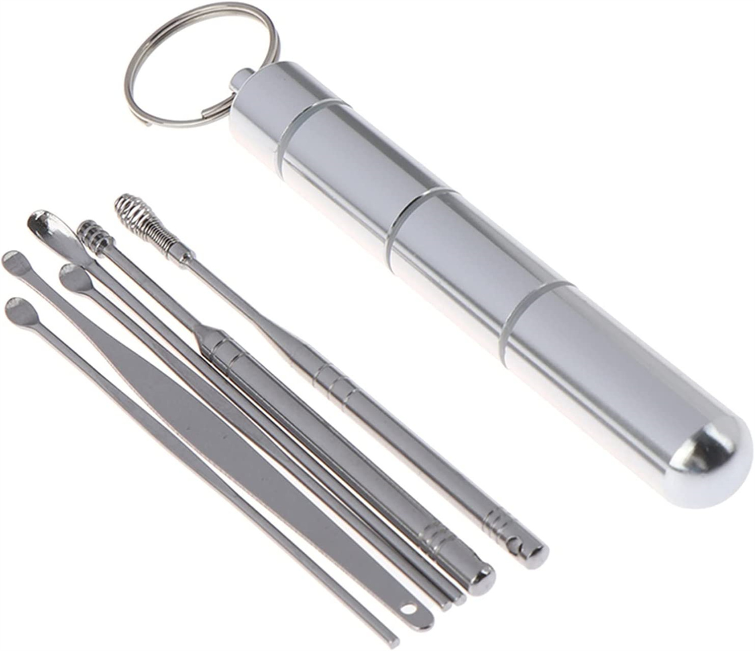 Casewin 6 Pcs/Set Stainless Steel Spiral Ear Pick Spoon Ear Wax Removal ...