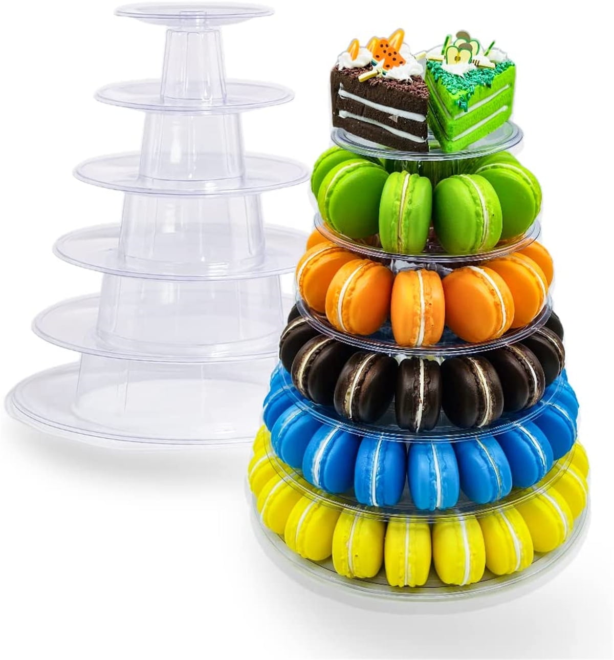 Casewin 6 Tiers Macaron Tower Display Stand, Round Stackable Cookie ...