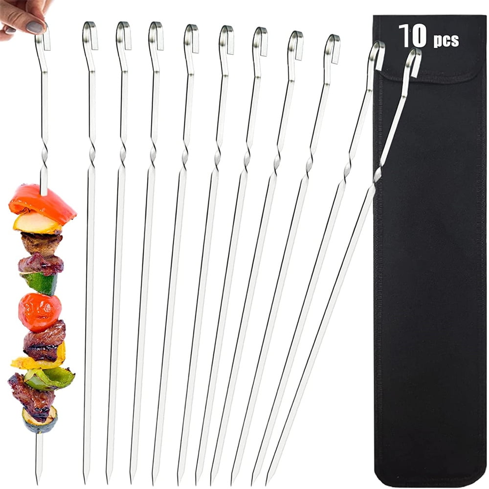 Casewin BBQ Grilling Kabob Skewers - 15” Stainless Steel - Long ...