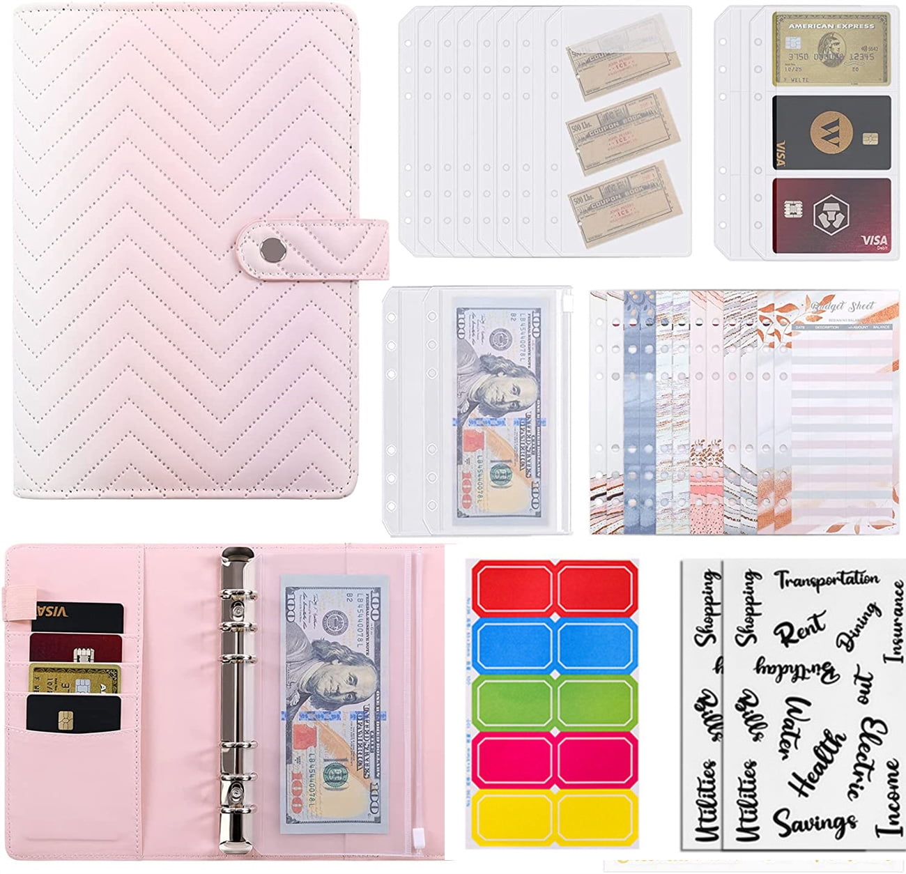Casewin Budget Binder with Zipper Envelopes,Cash Envelopes for ...