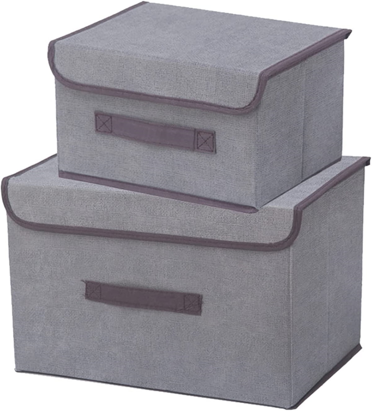 Casewin Collapsible Storage Boxes 2 Pack, Linen Fabric Storage Baskets ...