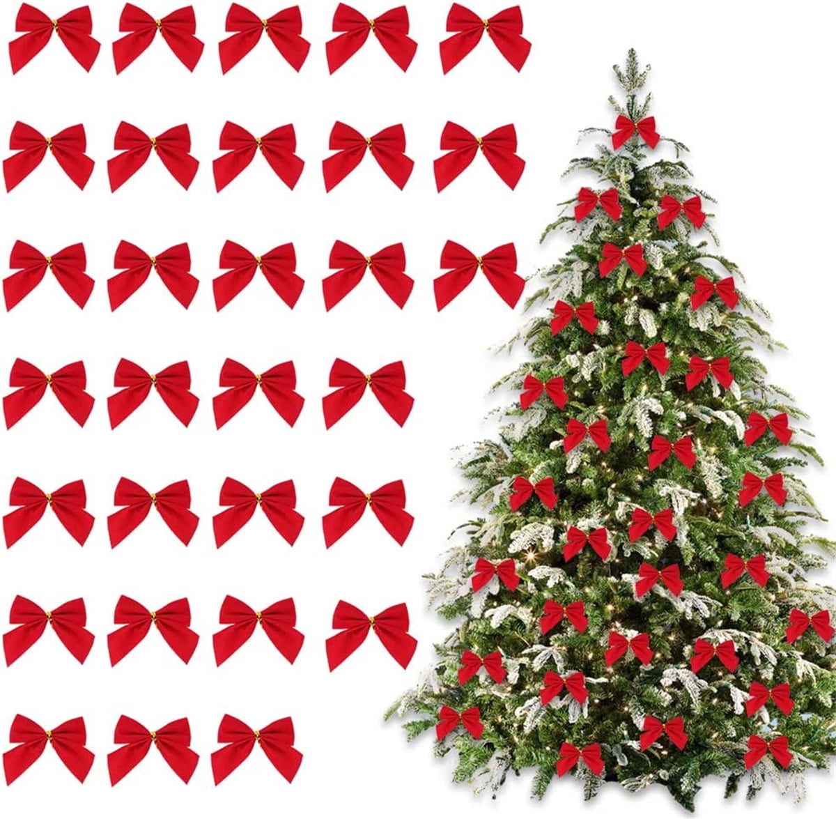Casewin Decorative Bows, 12pcs Wreaths Bows Festival Bowknot Christmas ...