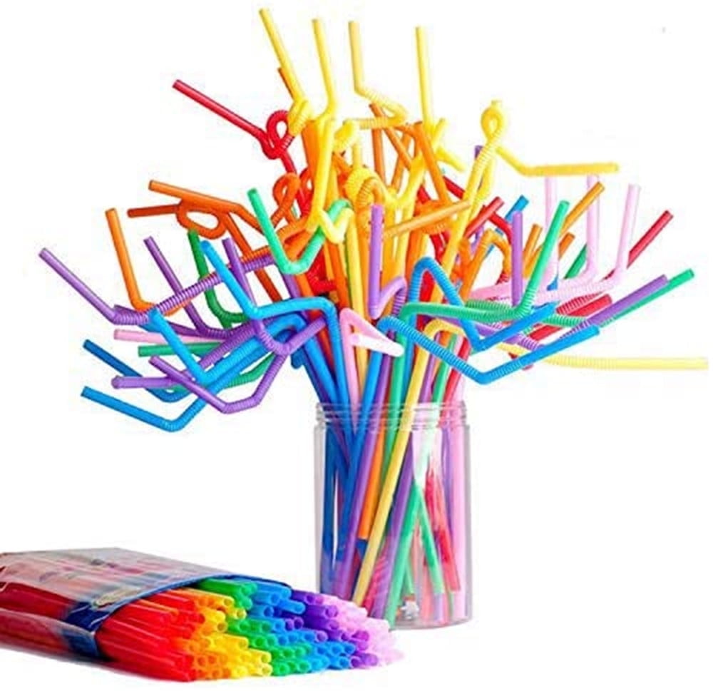 Casewin Flexible Straws 200pcs,Disposable Straws Colorful Disposable ...