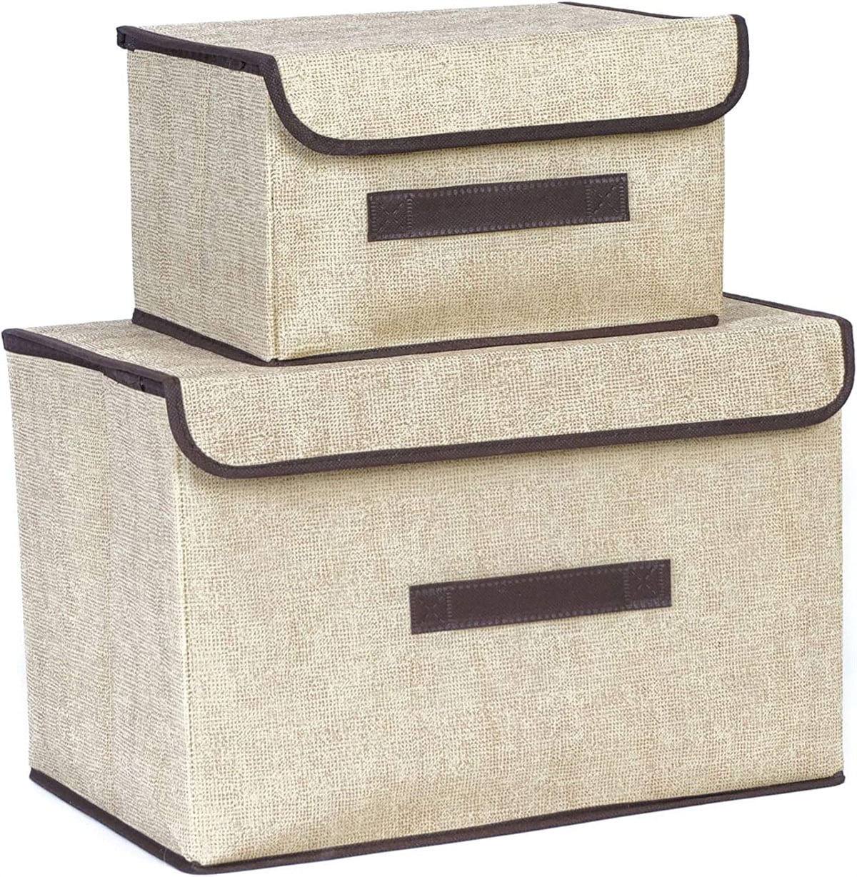 Casewin Foldable Storage Boxes with Lids, Decorative Storage Bins with ...