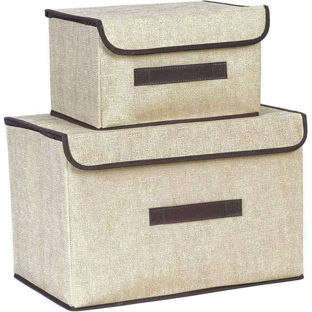 Casewin Foldable Storage Boxes with Lids, Decorative Storage Bins with ...