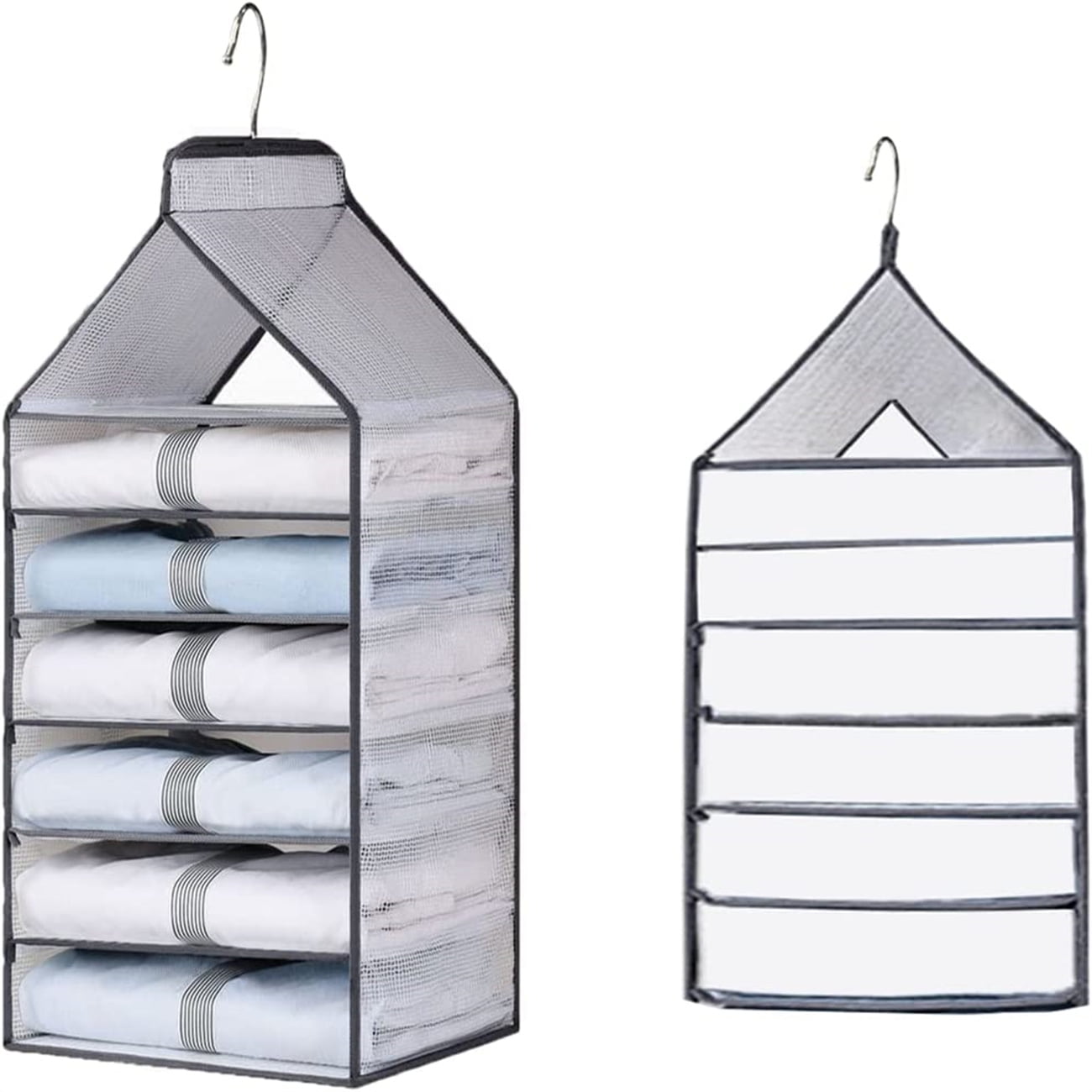 Casewin Hanging Closet Organizer, 6 Tier Shelf for Folded Pants Clothes ...