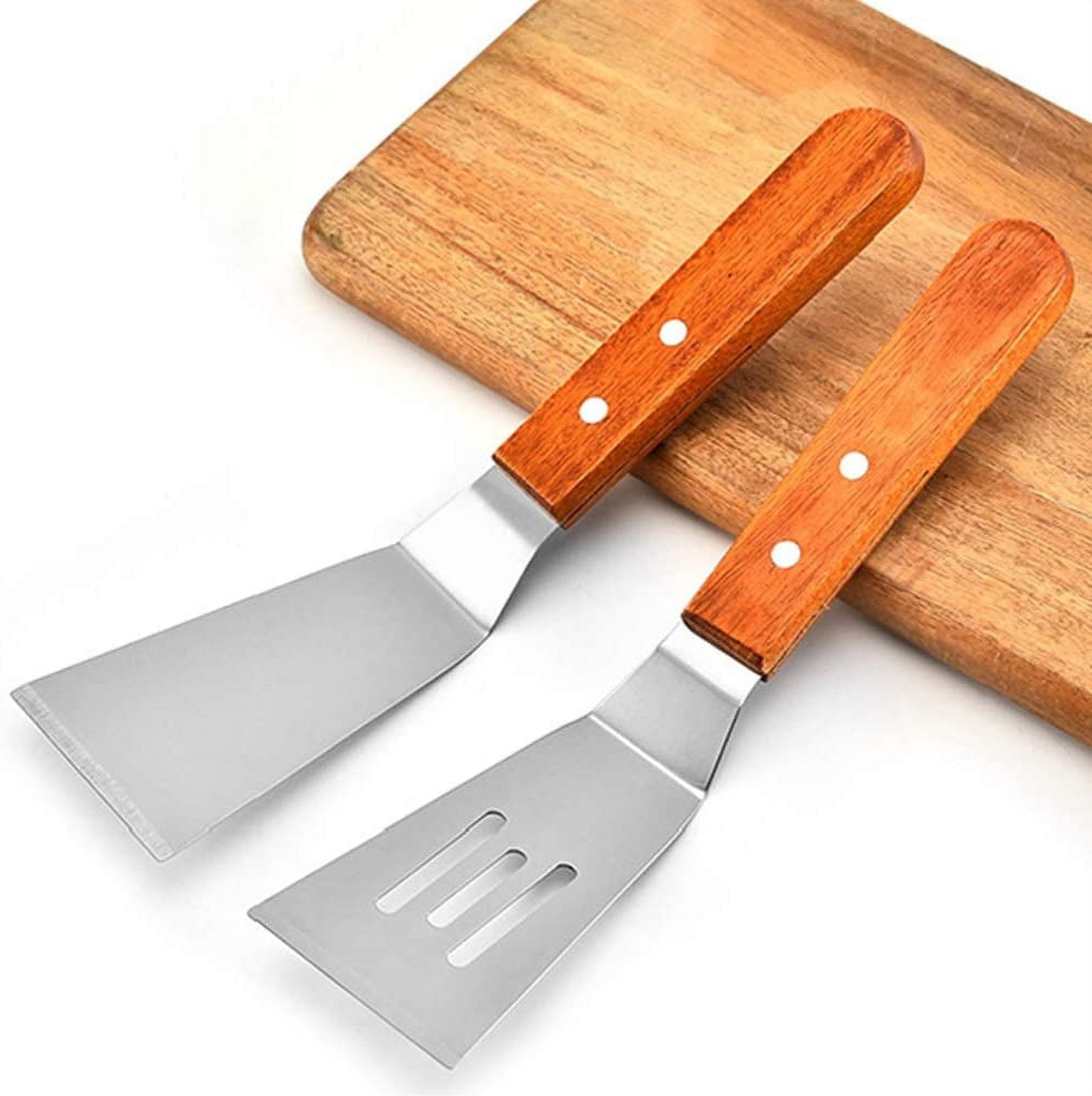 Casewin Metal Spatula with Beveled Edges , 2Pcs Stainless Steel Cooking ...