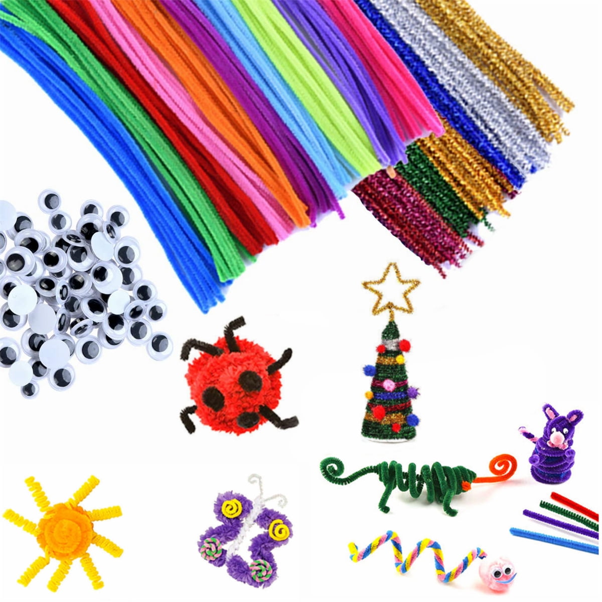 Casewin Pipe Cleaners Craft Set, Included 200Pcs Pipe Cleaners, 250Pcs ...