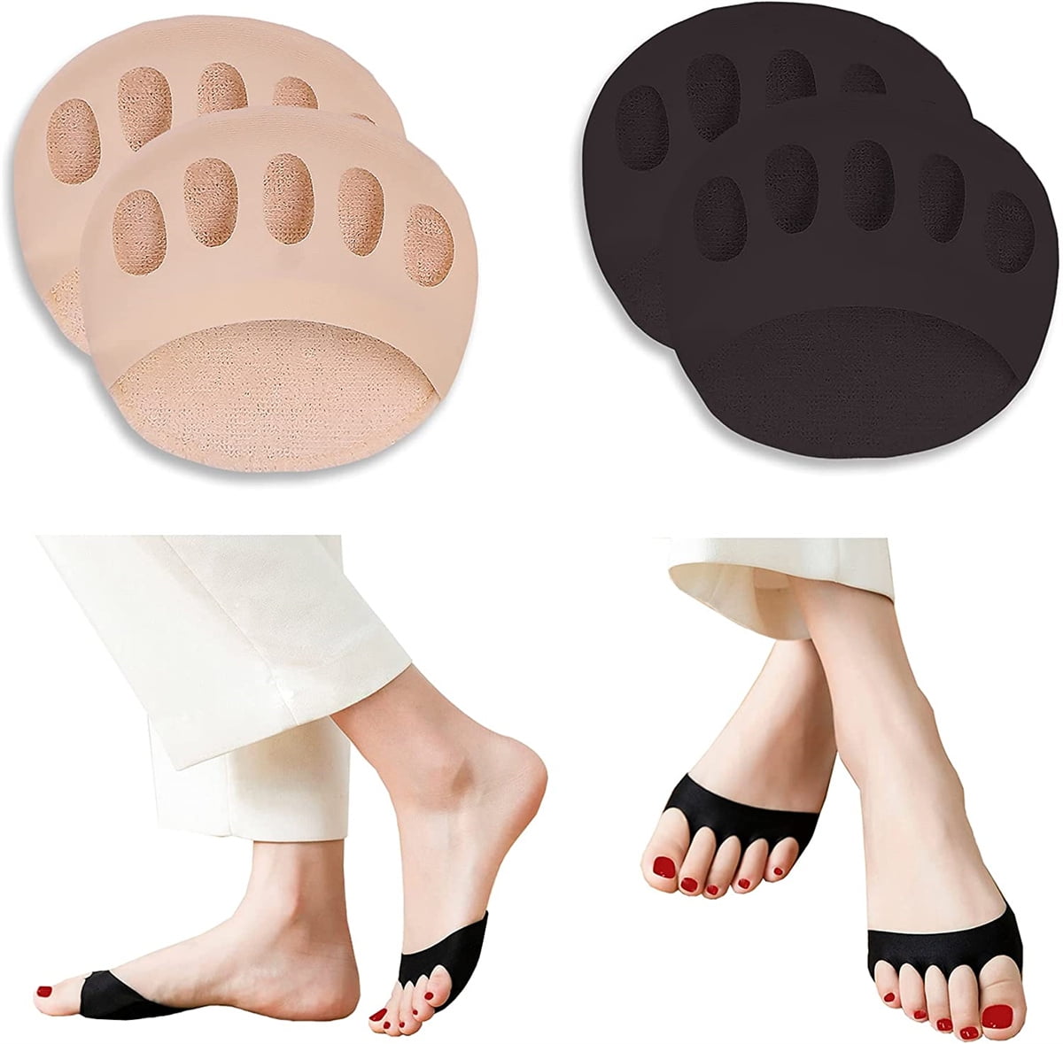 Casewin Reusable Honeycomb Fabric Forefoot Pads Soft Ball of Foot ...