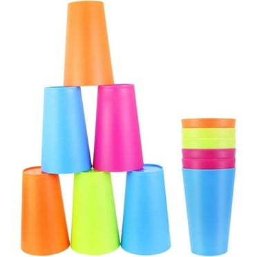 Plastic Kid Cup,Unbreakable Plastic Stackable Juice Tumblers Set of 12 ...