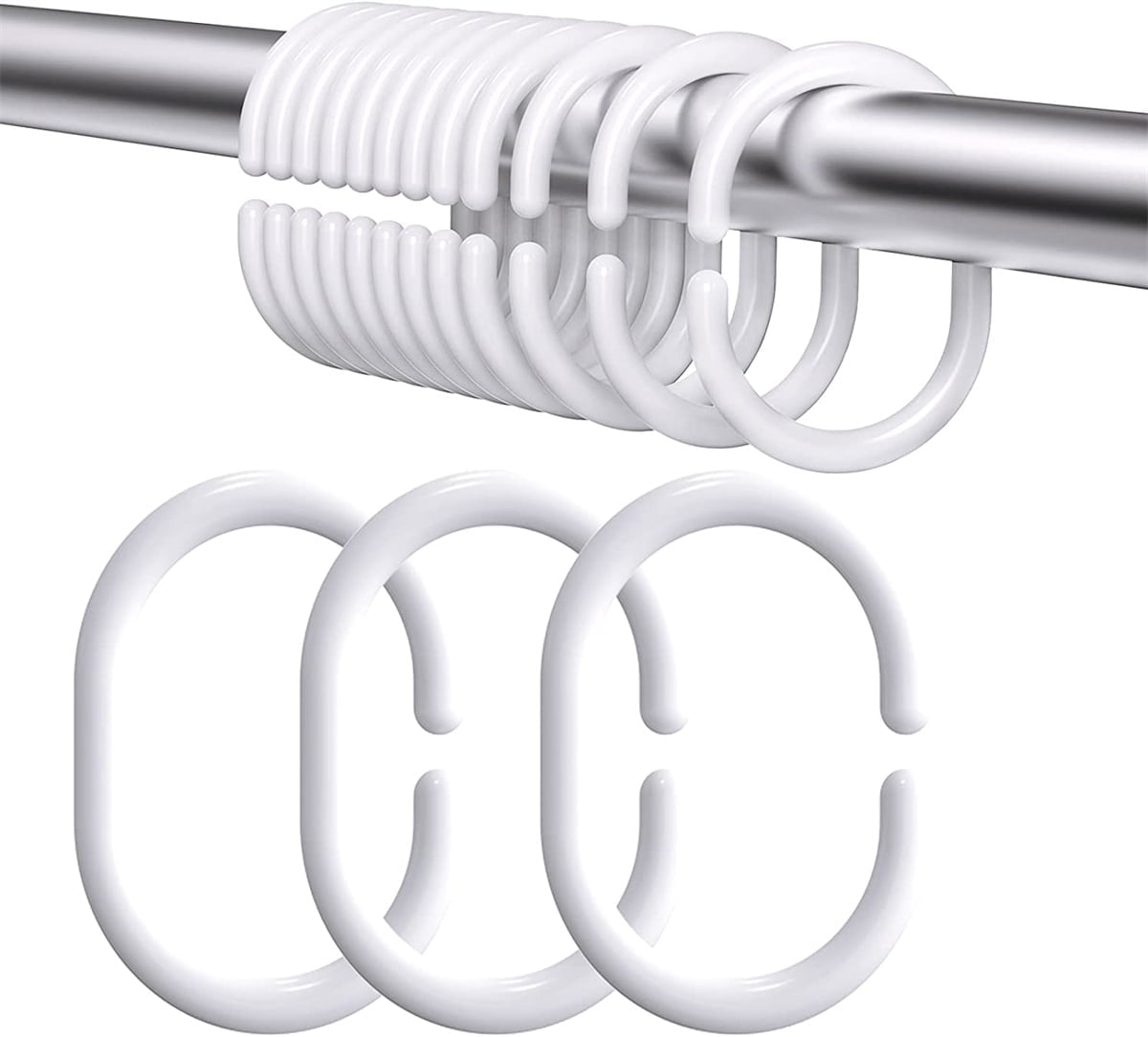Casewin Shower Curtain Hooks C Shaped Rings Hook Plastic Curtain ...