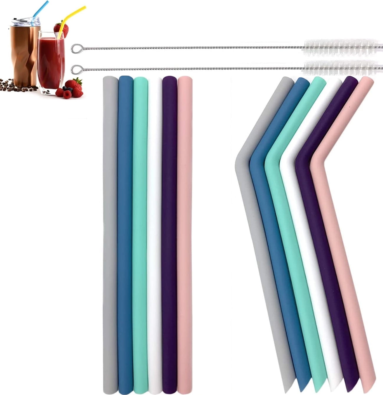 Casewin Silicone Straws - Reusable, 9.8-inch Bendy Adults & Kids Straws - BPA Free Baby and ...