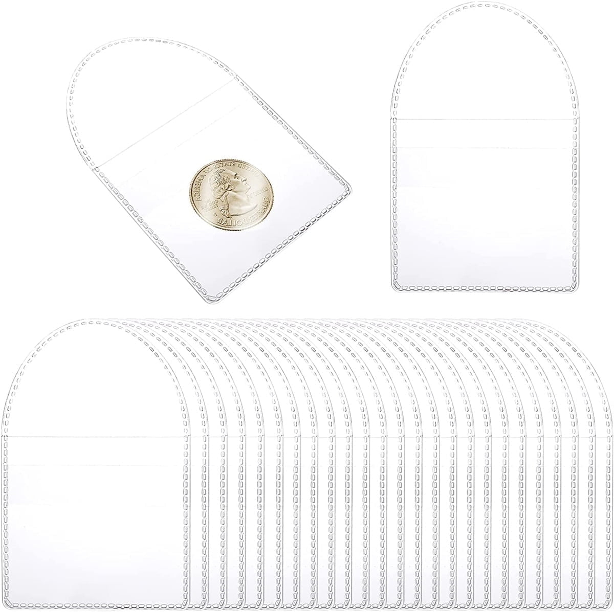 Casewin 50PCS 2 Inch Coin Collectors Sleeves, Single Pocket, Clear ...