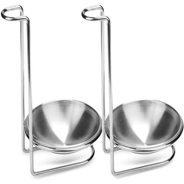 Casewin Standing Spoon Rest with Stainless Steel Dish Upright Utensil ...