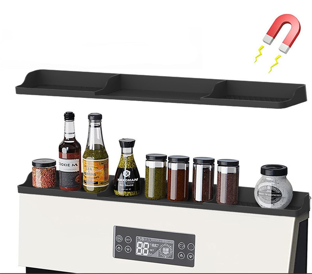 Casewin 30 inch Silicone Magnetic Stove Top Shelf with Back Storage ...