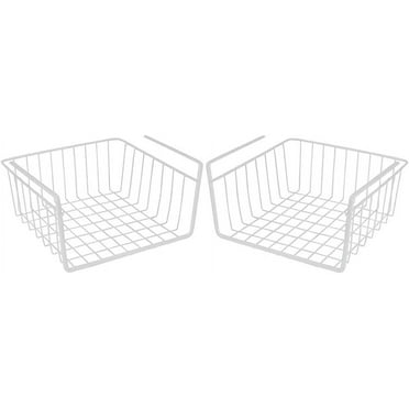PinkSheep 2 Pack Under Shelf Basket, White Wire Rack Cupboard ...