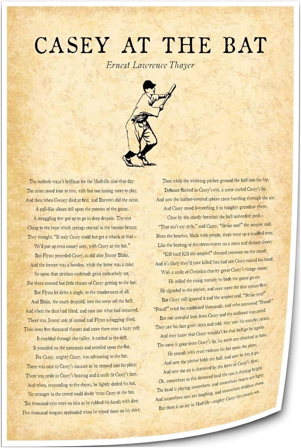Casey At The Bat Poem Wall Art Poetry Prints Quotes Posters Art Deco ...