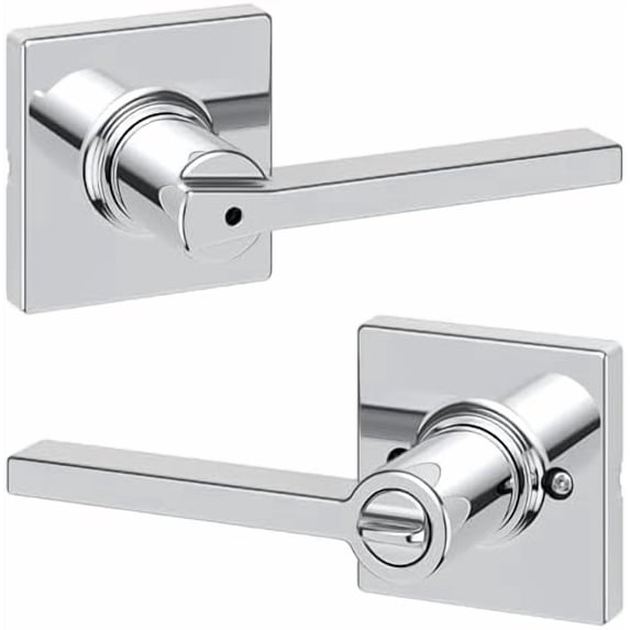 Casey Interior Privacy Door Handle with Lock, Door Lever For Bathroom ...