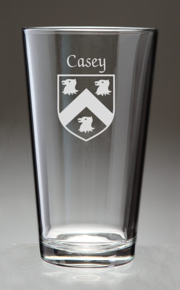 Casey Irish Coat of Arms Pint Glasses - Set of 4 (Sand Etched ...