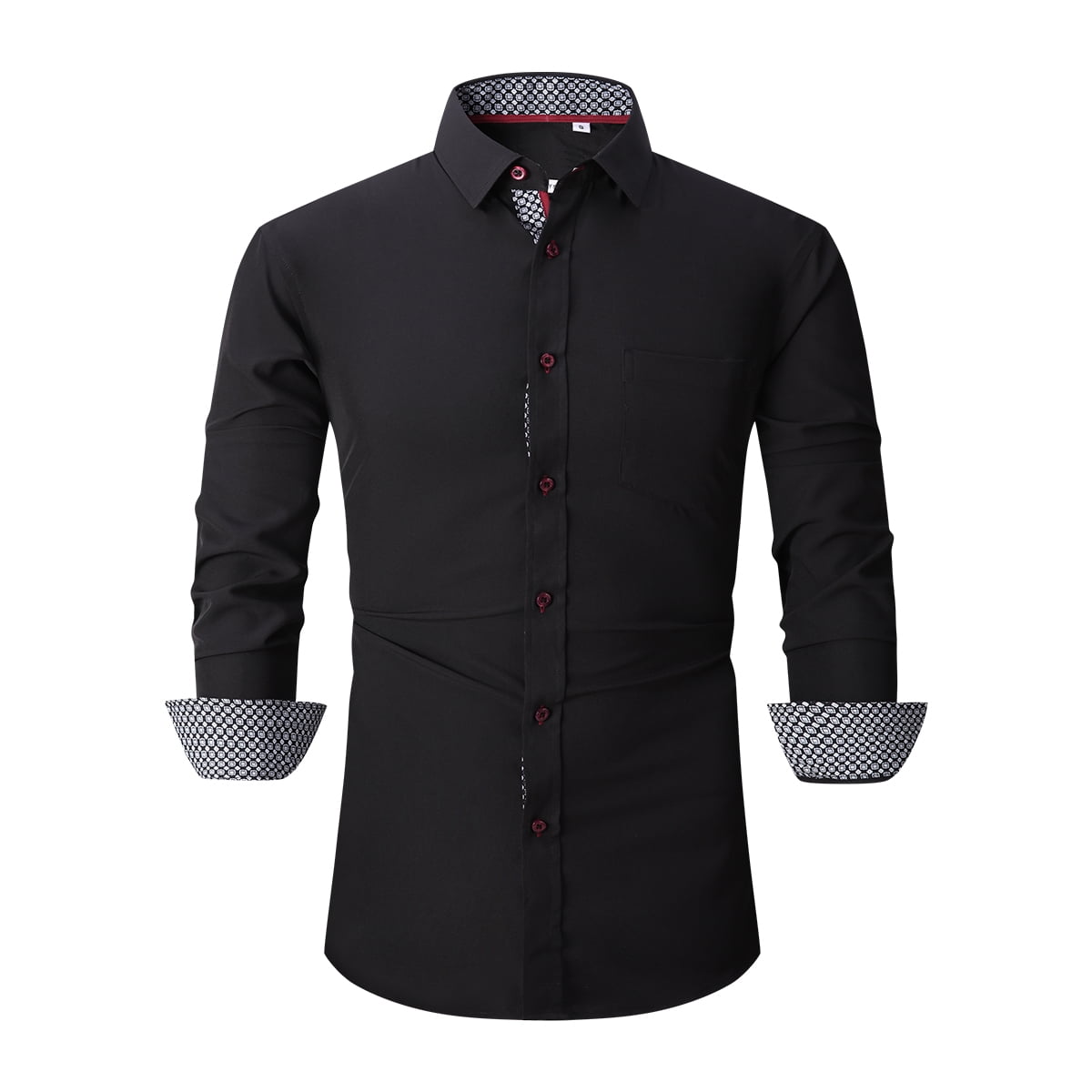 Casey Kevin Mens Dress Shirts Wrinkle Free Slim Fit Stretch Long Sleeve ...