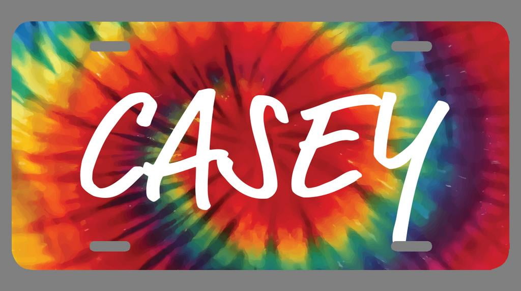 Casey Name Tie Dye Style License Plate Tag Vanity Novelty Metal | UV ...