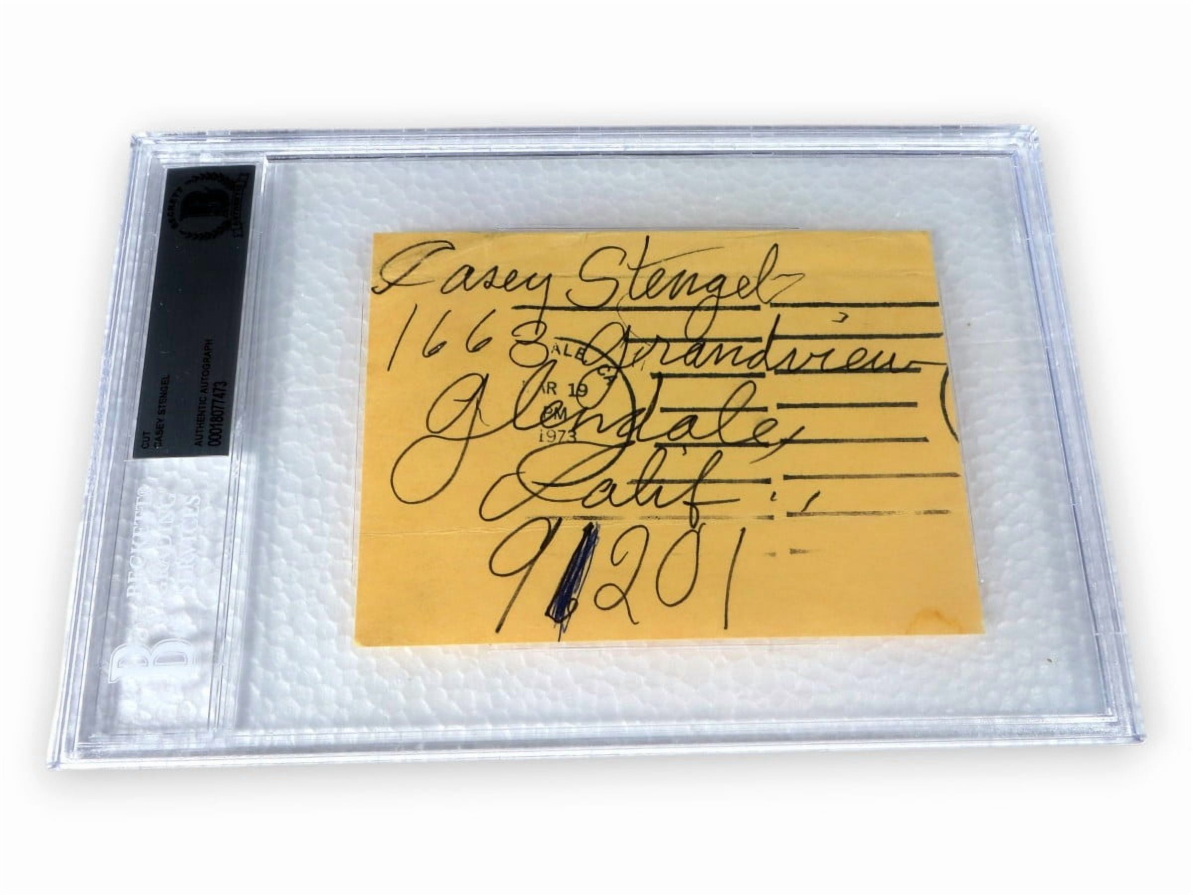 Casey Stengel Signed Autographed Cut Signature Yankees Dodgers Mets BAS ...