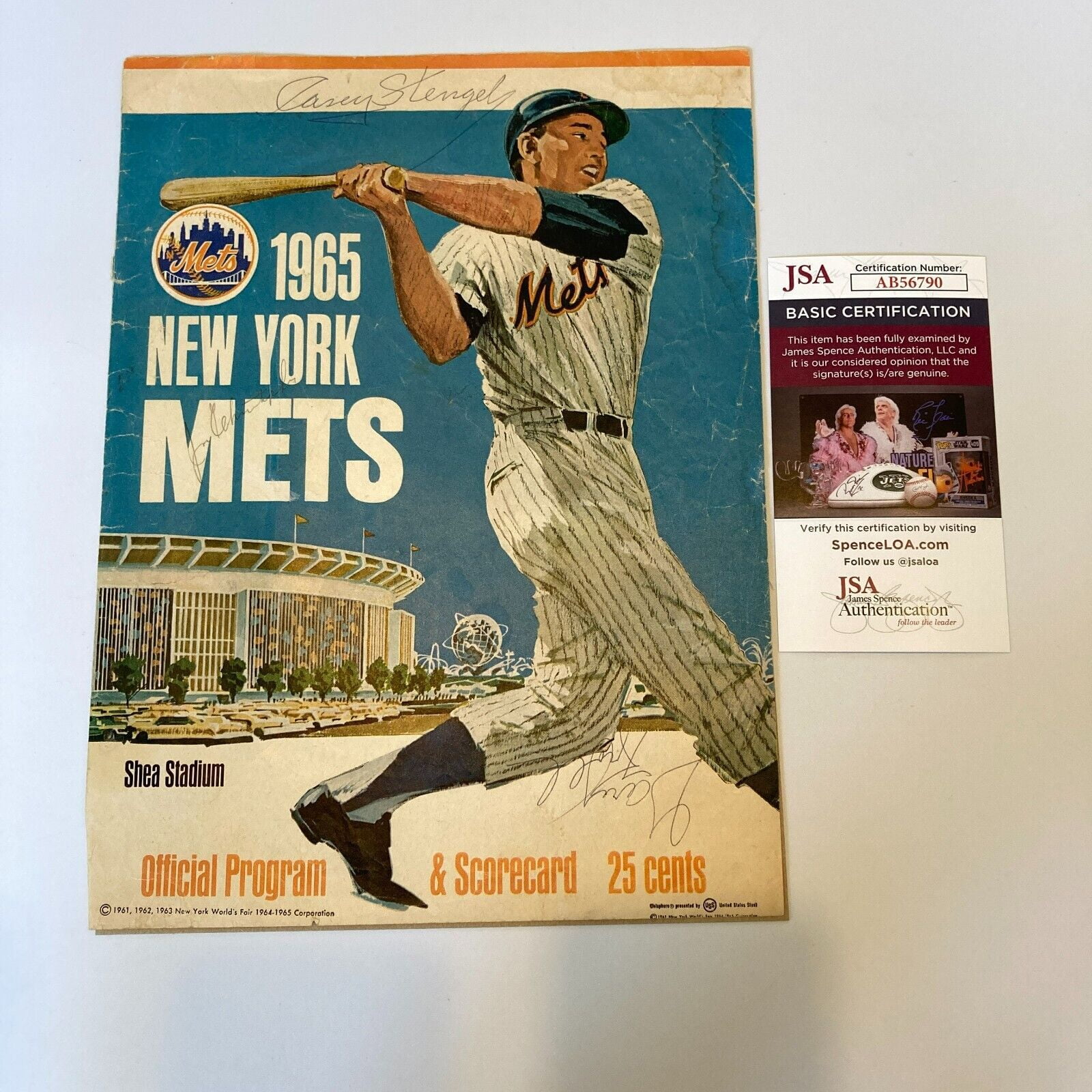 Casey Stengel Signed Vintage 1965 New York Mets Program Cover With JSA ...