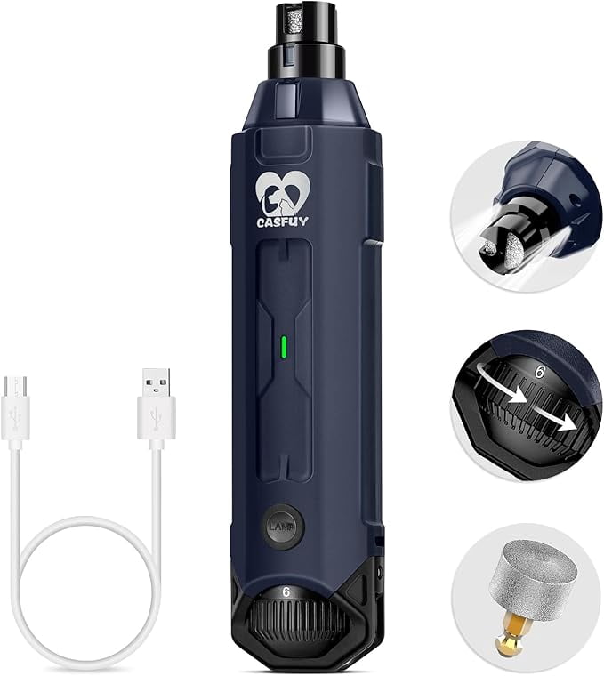 Casfuy 6-Speed Dog Nail Grinder - Newest Enhanced Pet Nail Grinder ...