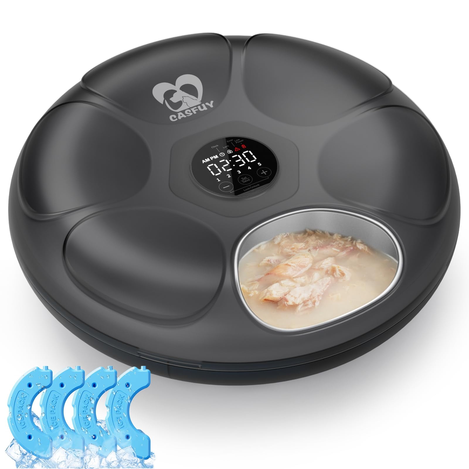 Casfuy Automatic Cat Feeder Cordless - Automatic Cat Food with ...