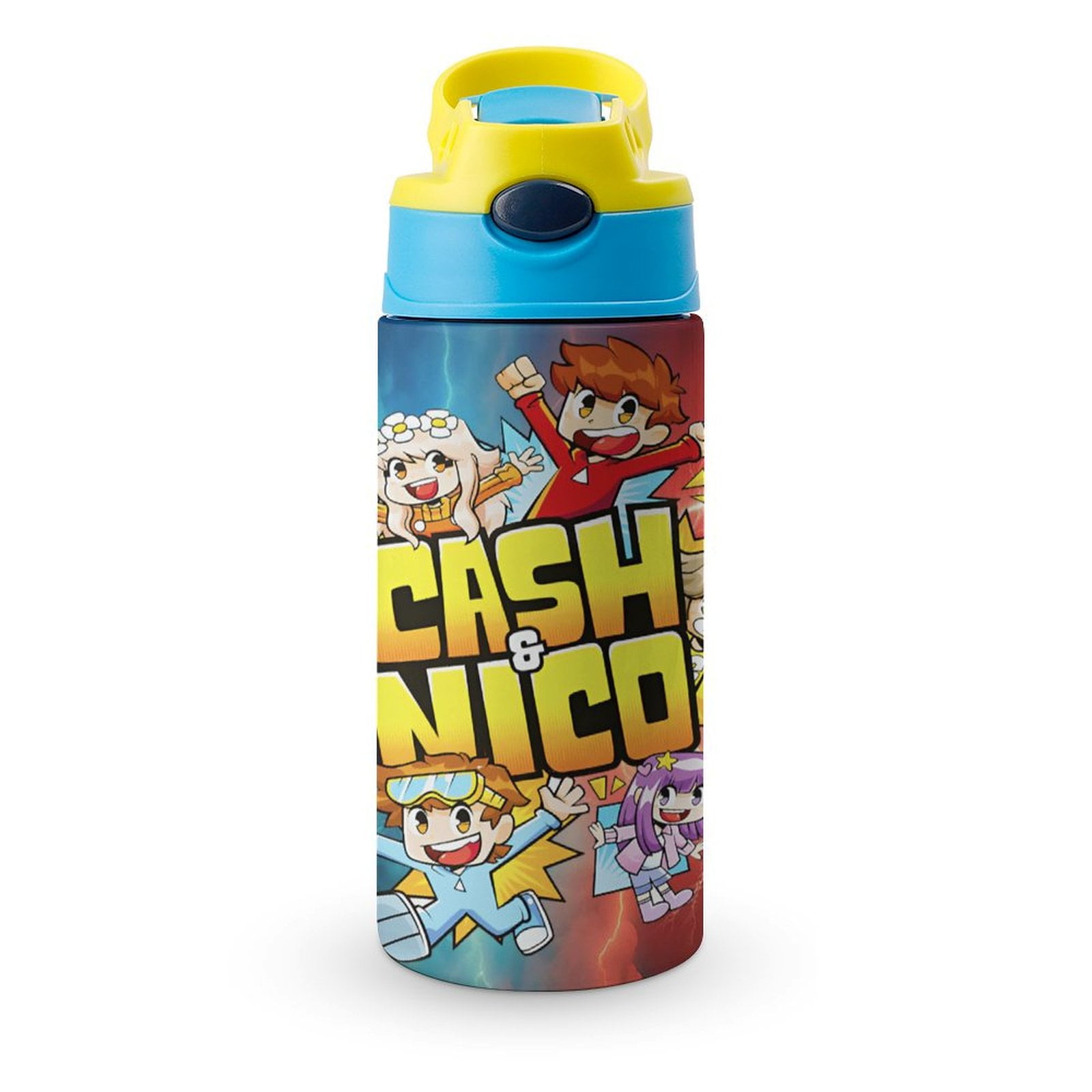 Cash And Nico Insulated Stainless Steel Water Bottle with Straw Vacuum Reusable Leak Proof Water ...